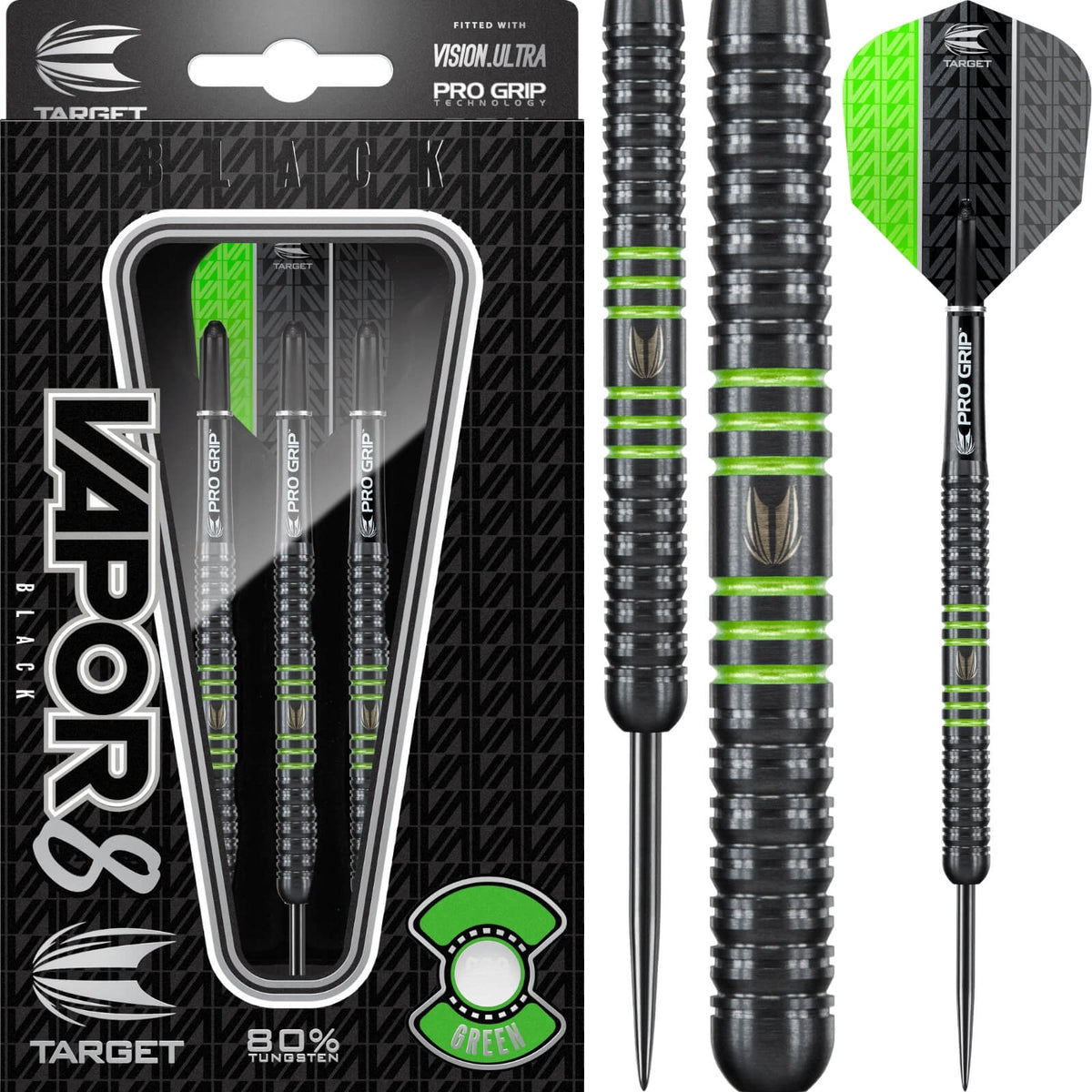Target Vapor 8 Black & Green Darts For Sale Online | Avid Darts Shop